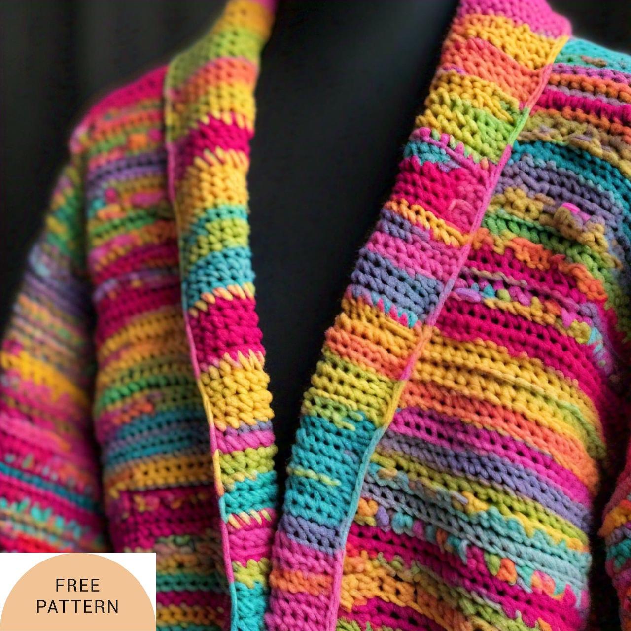 Burst Crochet Cardigan Rainbow Shades