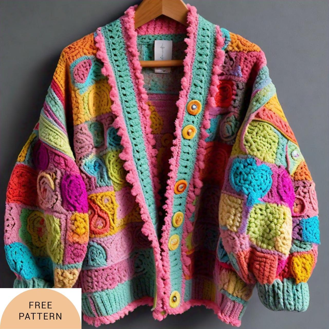 Burst Crochet Cardigan Rainbow Shades