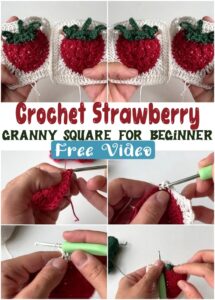 Crochet Strawberry Granny Square
