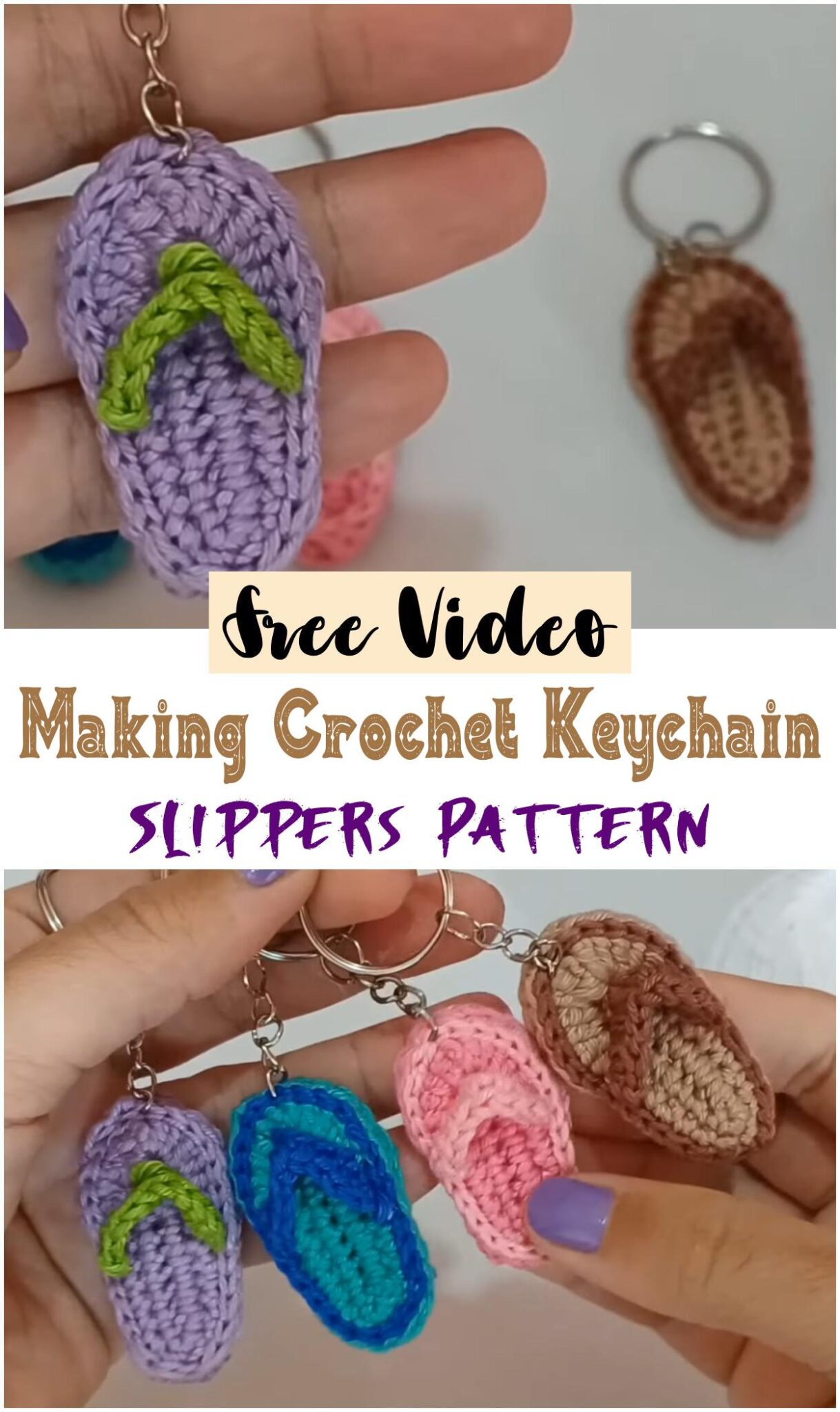 Crochet Flip Flops Keychain