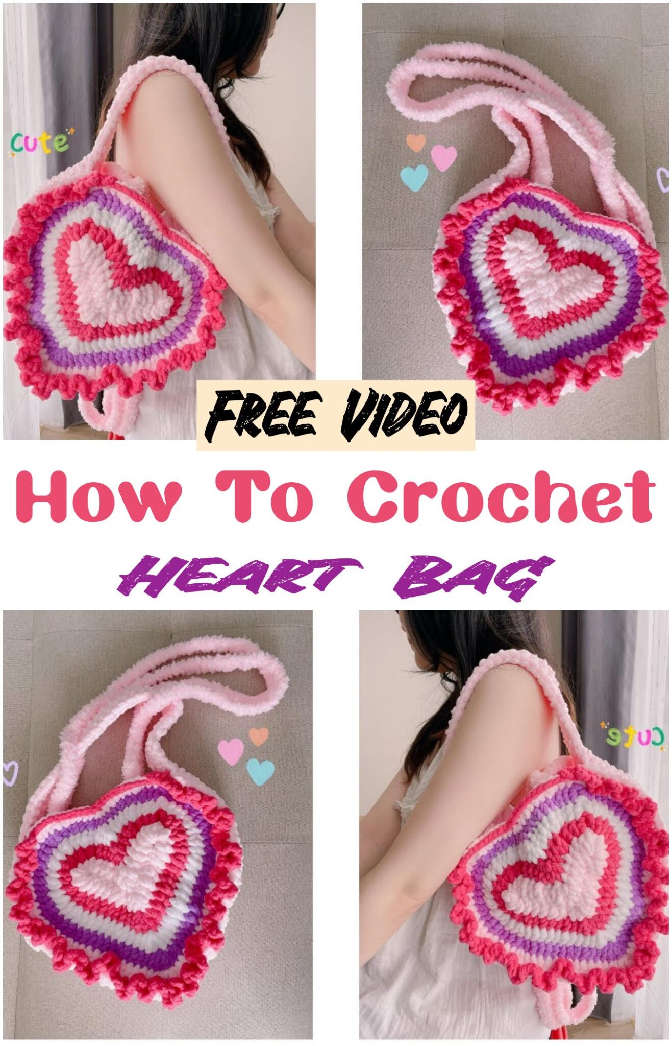 Crochet Heart Bag Pouch