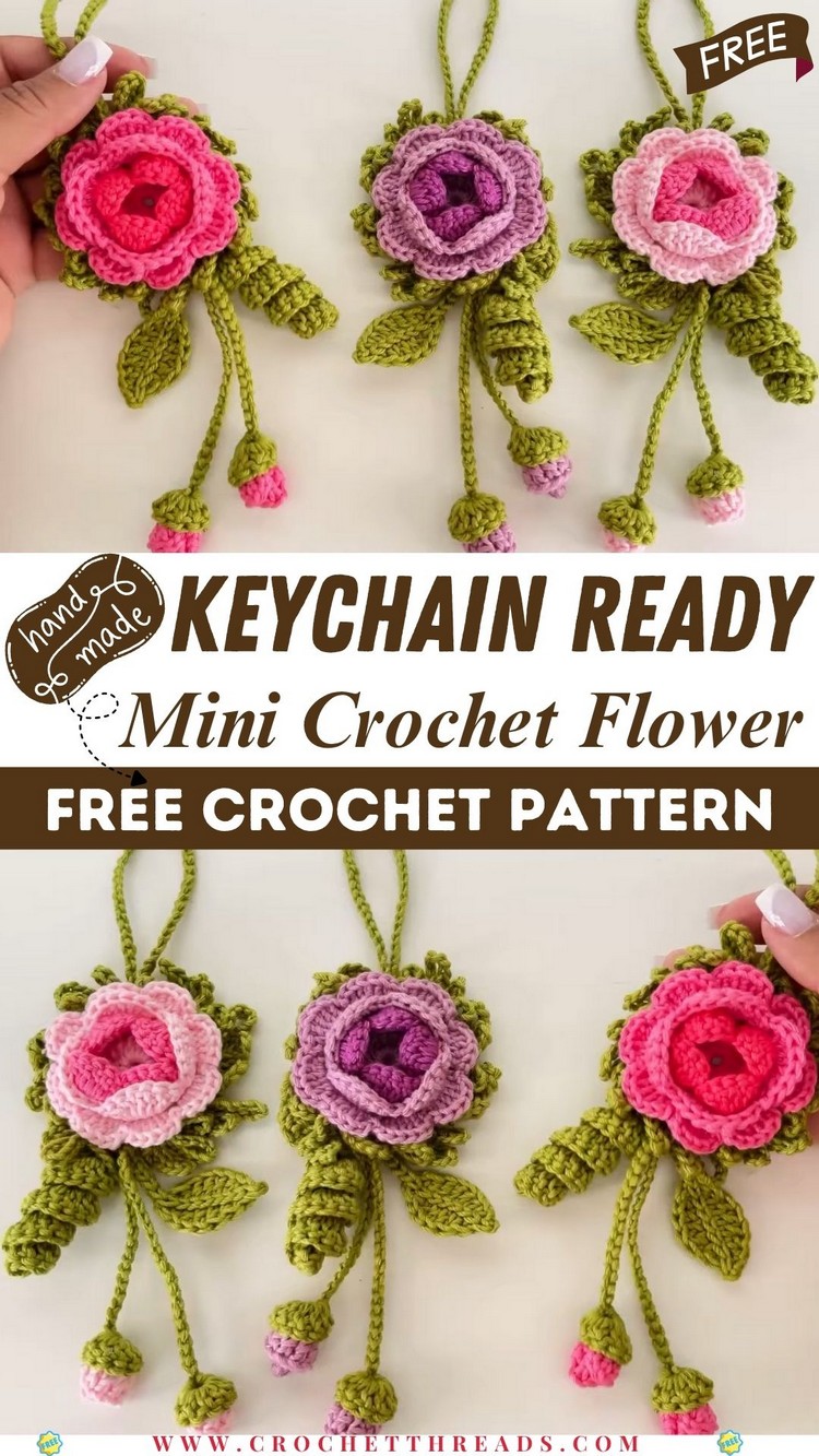 Crochet Flower Bouquet Keychain