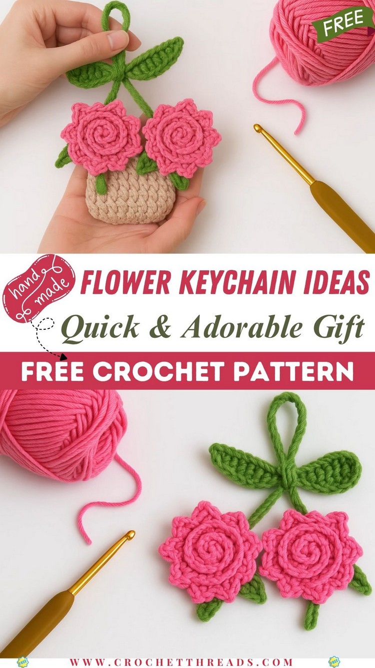 Crochet Flower Bouquet Keychain
