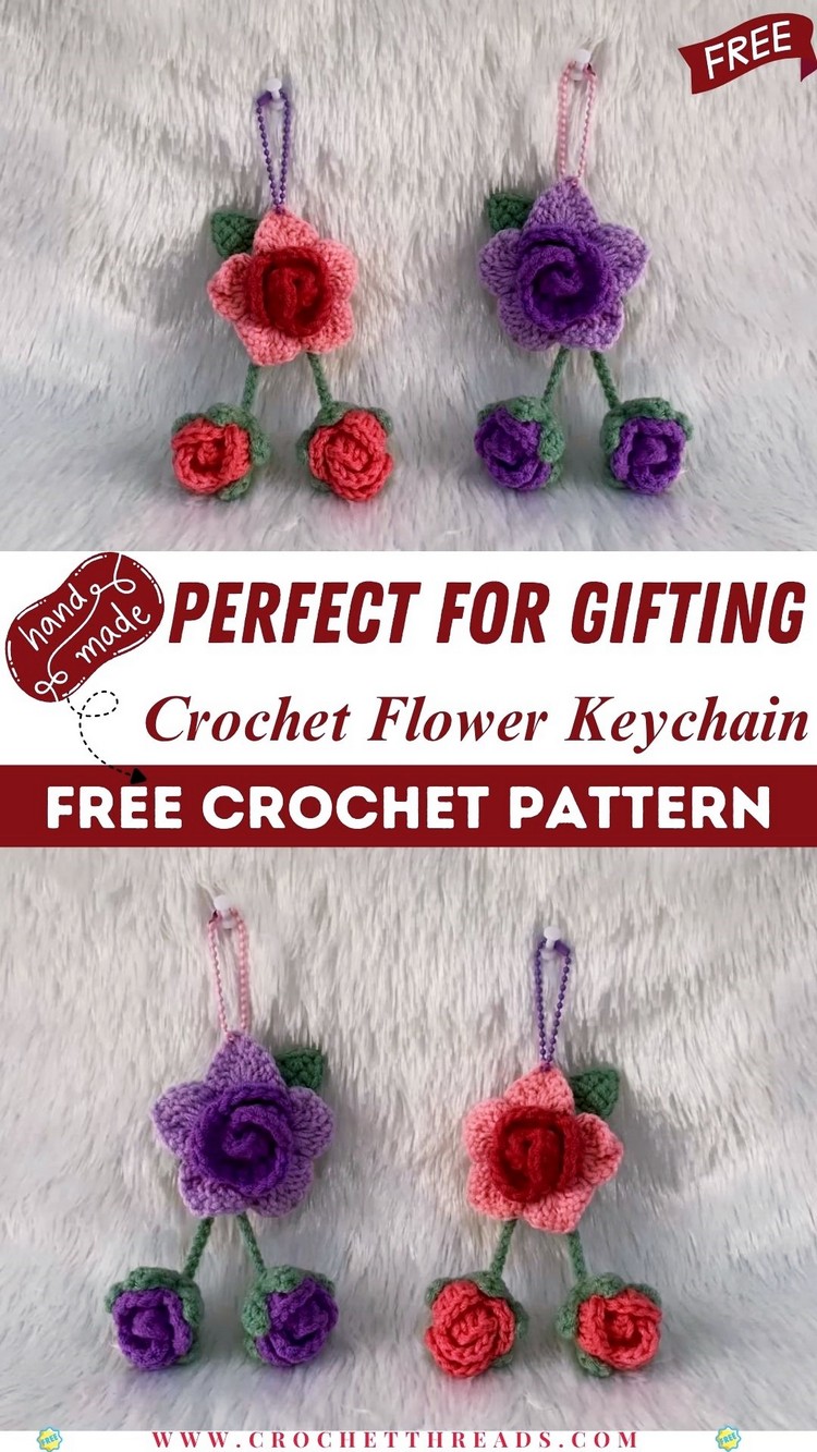 Crochet Flower Bouquet Keychain
