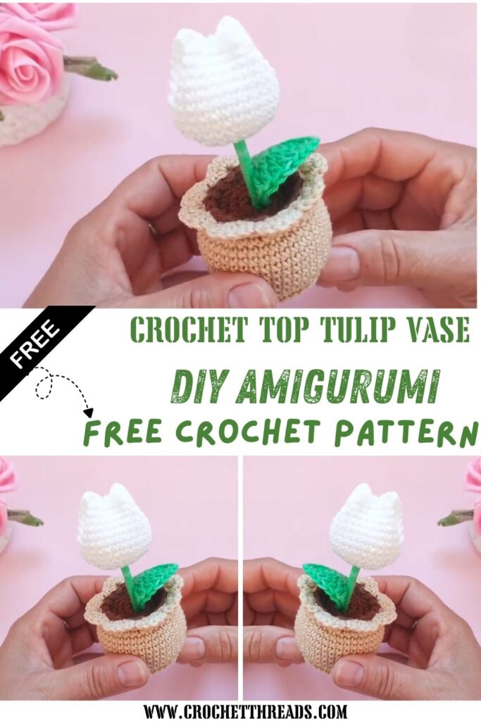 crochet tulip in pot