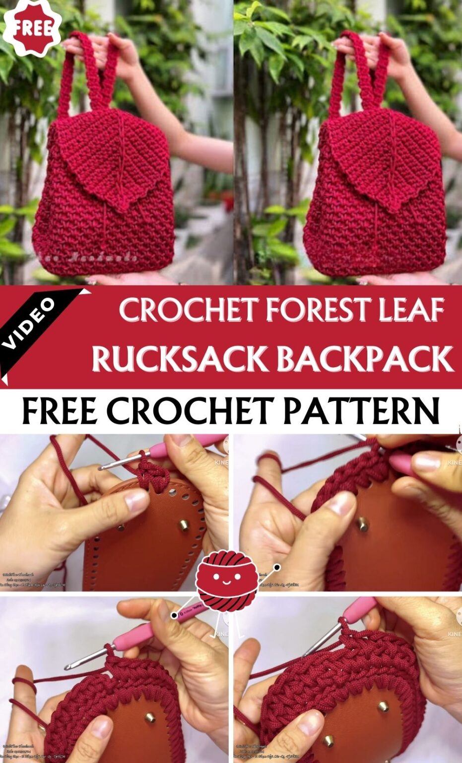 Crochet Forest Leaf Rucksack Backpack