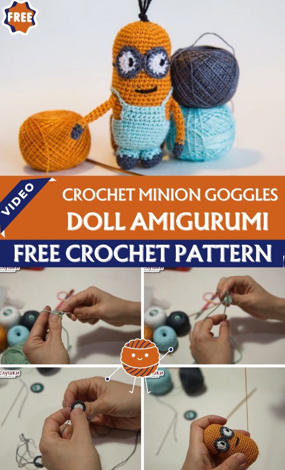 Crochet Minion Goggles Doll