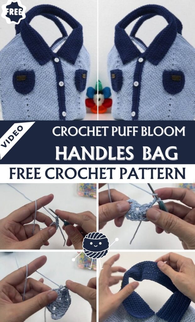 Crochet Puff Bloom Handles Bag Pattern