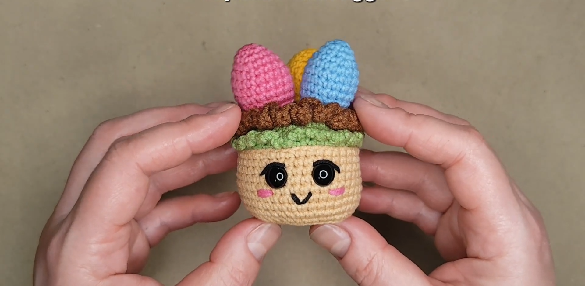 Crochet Cupcake with Eggs
